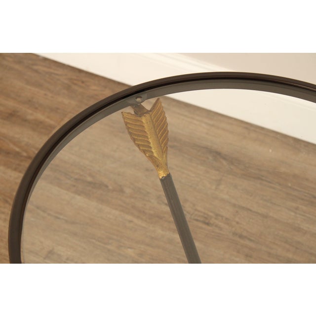 Regency Style Pair of Round Glass Top Arrow Side Tables | Chairish