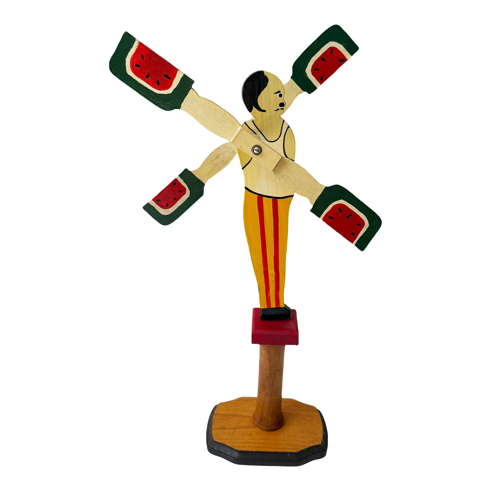 Vintage Folk Art Whirligig – Man Juggling Watermelons | Chairish