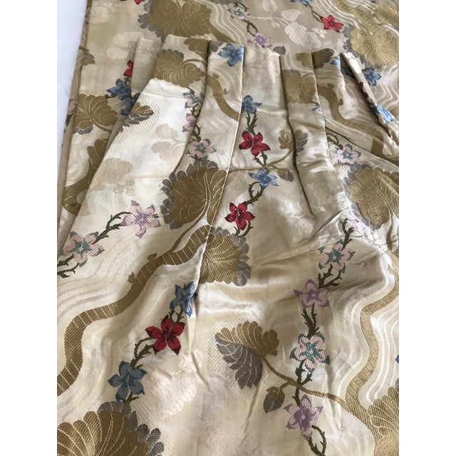 Vintage Silk Damask Drapery Panel Fabric | Chairish
