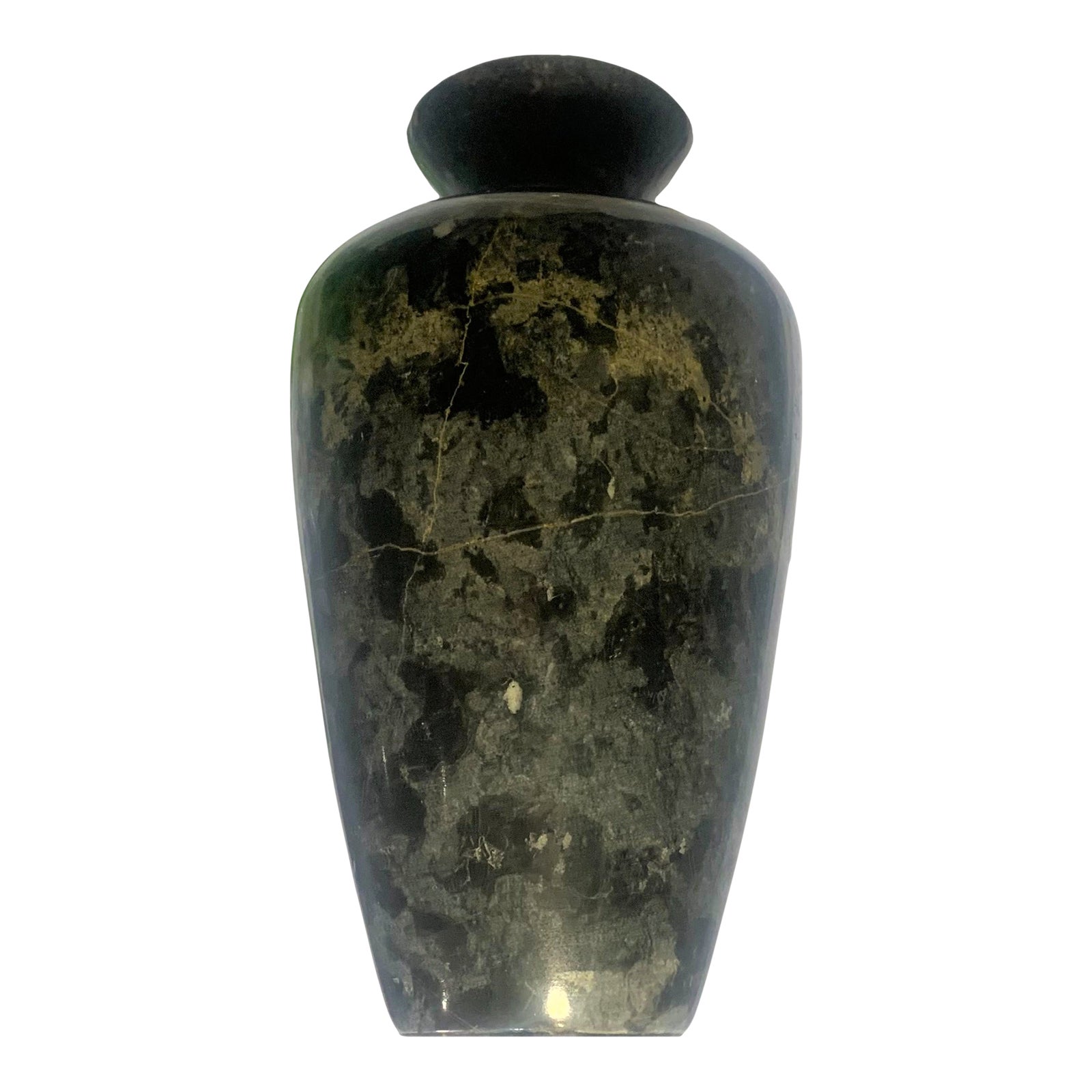 Classic Italian Marble Vase in Black, Gray and Caramel | Chairish