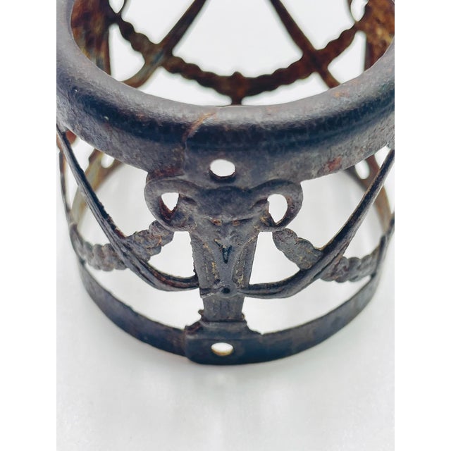 Early 20th Century Iridescent Green Glass Vase With Decorative Metal ...