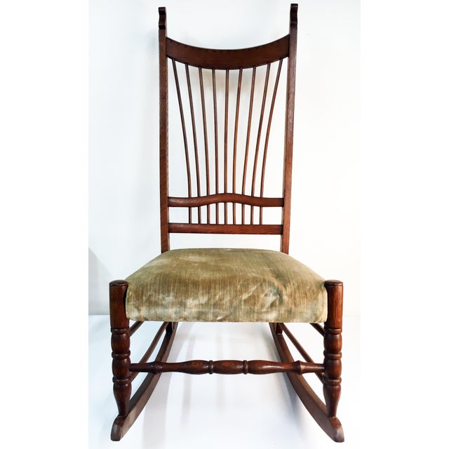 Circa 1900 Carved Oak Cottage Style Rocking Chair | Chairish