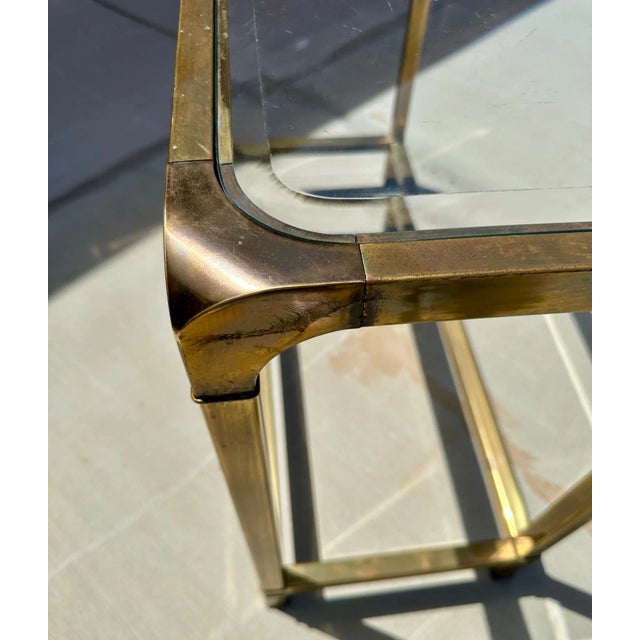 MCM Mastercraft Brass/Glass Top Console Table | Chairish