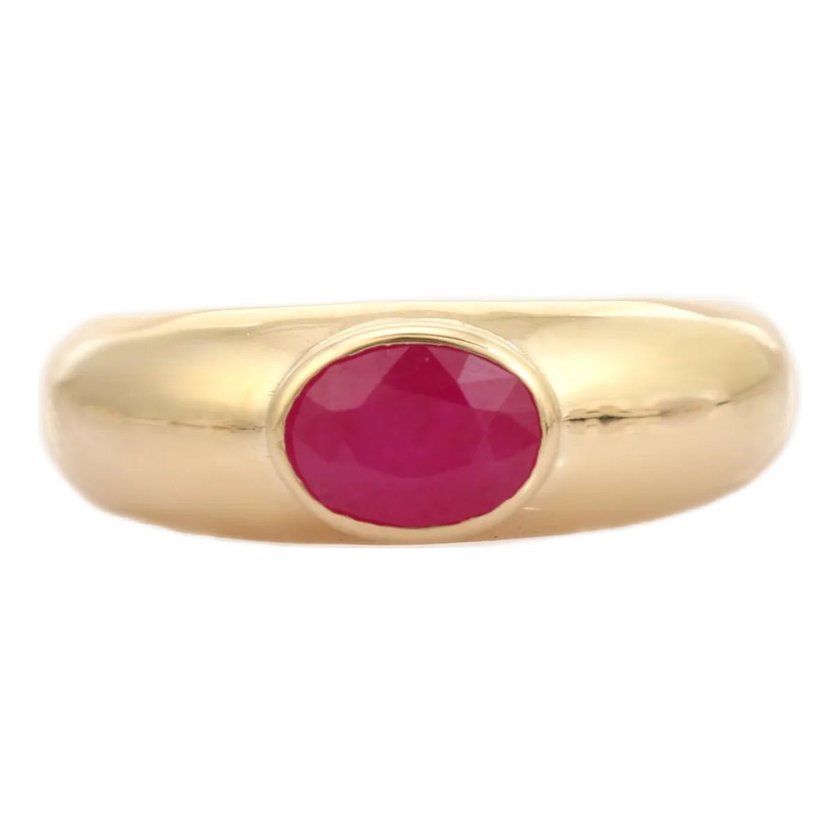 Boho Chic Style Ruby Cocktail Ring Size 7 in 14k Solid Gold | Chairish