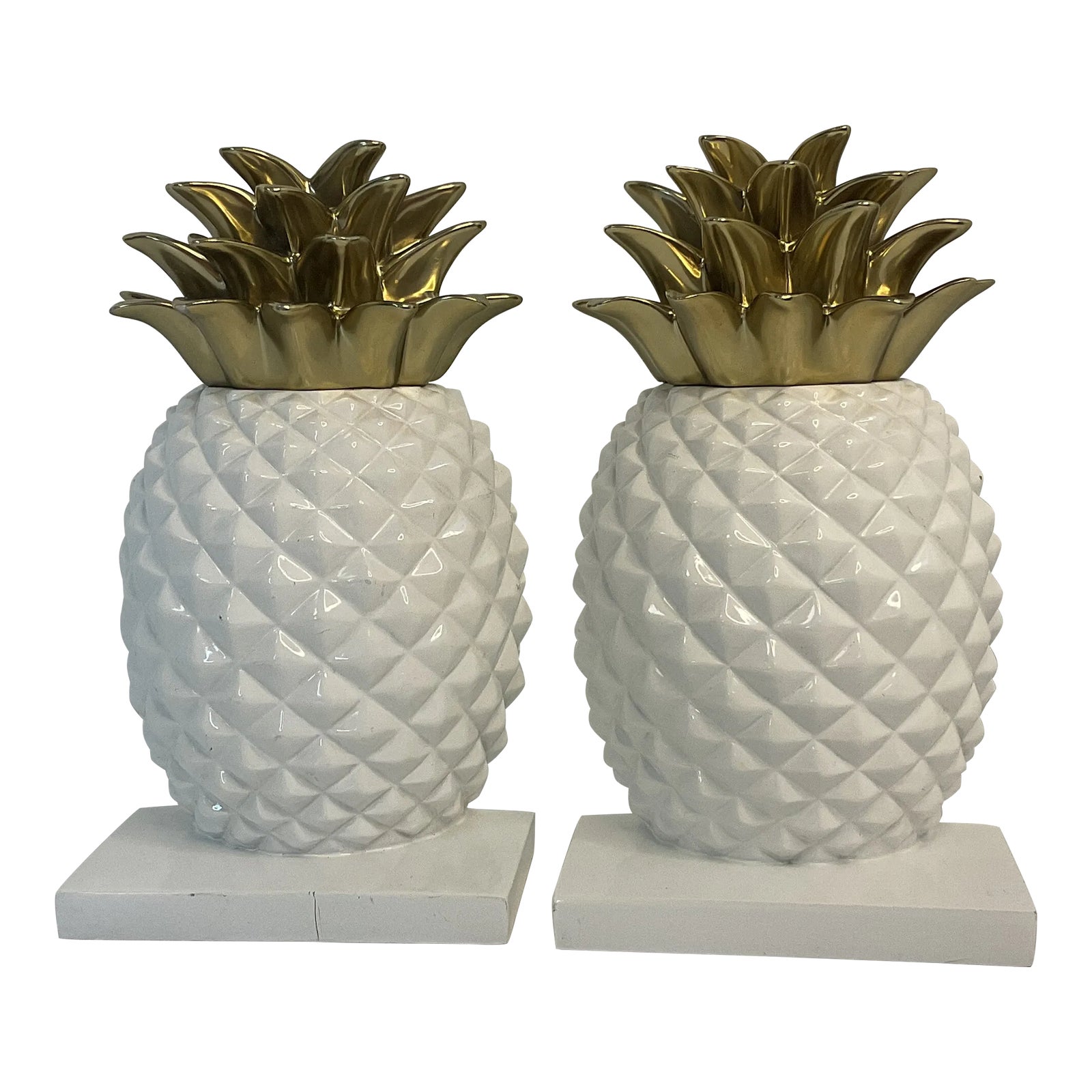 1980s Hollywood Regency Coastal Chic Pineapple Bookends - a Pair ...