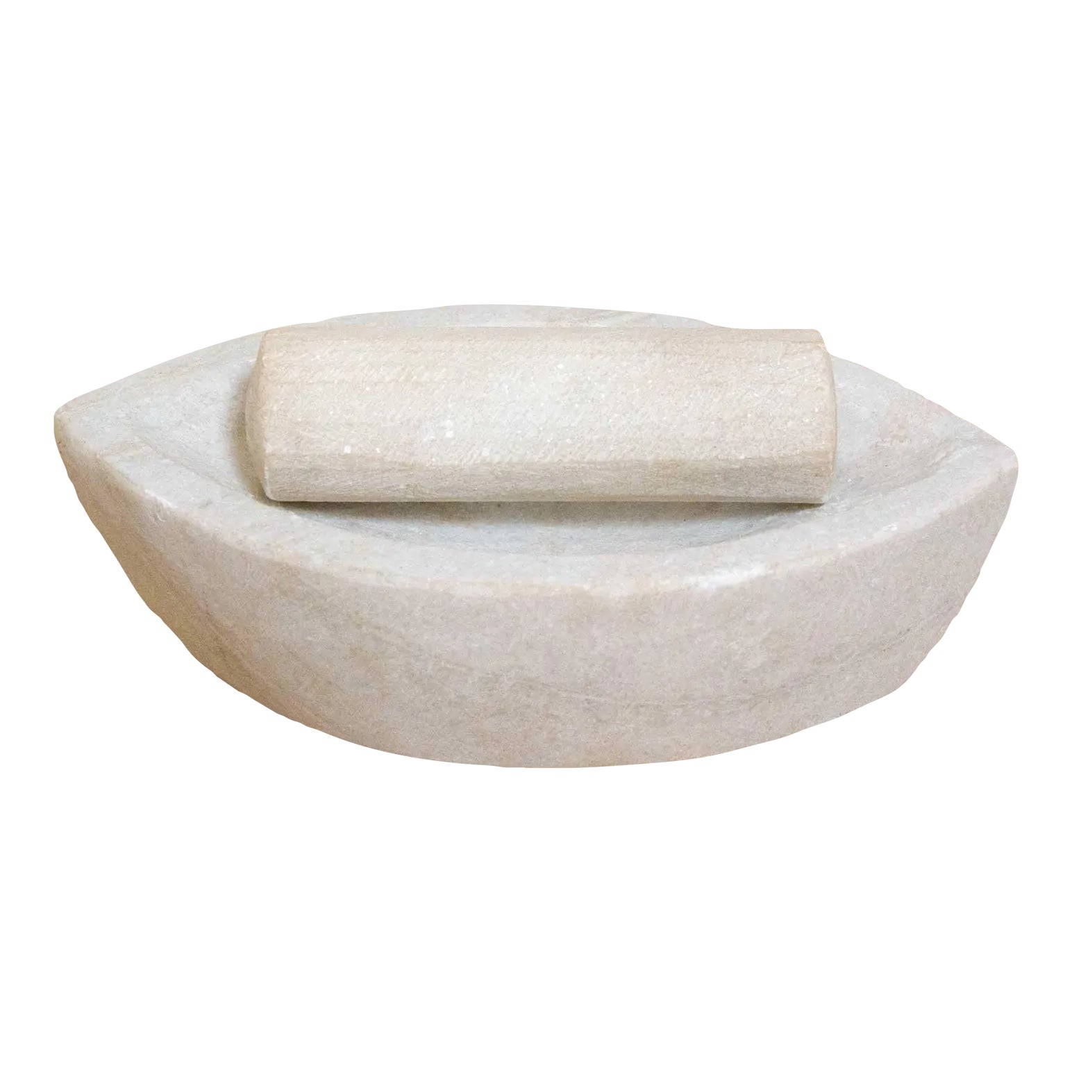 Polished White Marble Kitchen Mortar Plate | Chairish