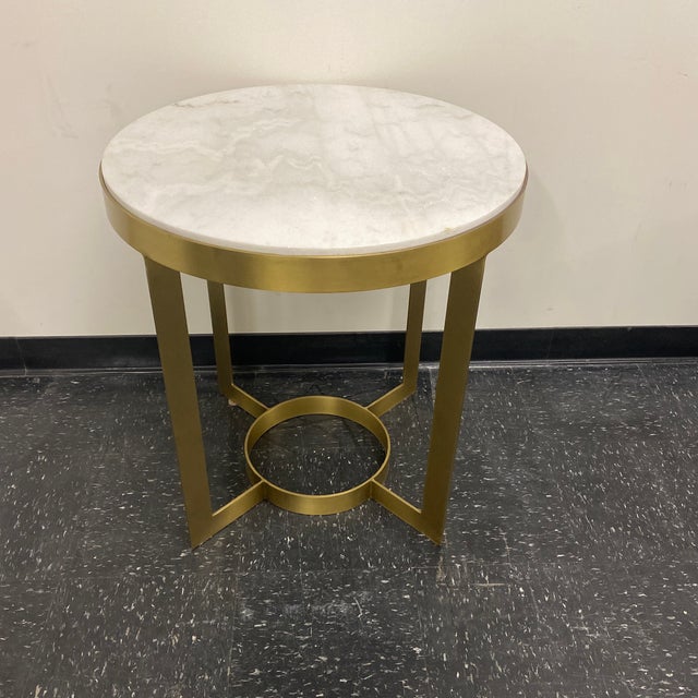 Marble and Brass Side Table | Chairish