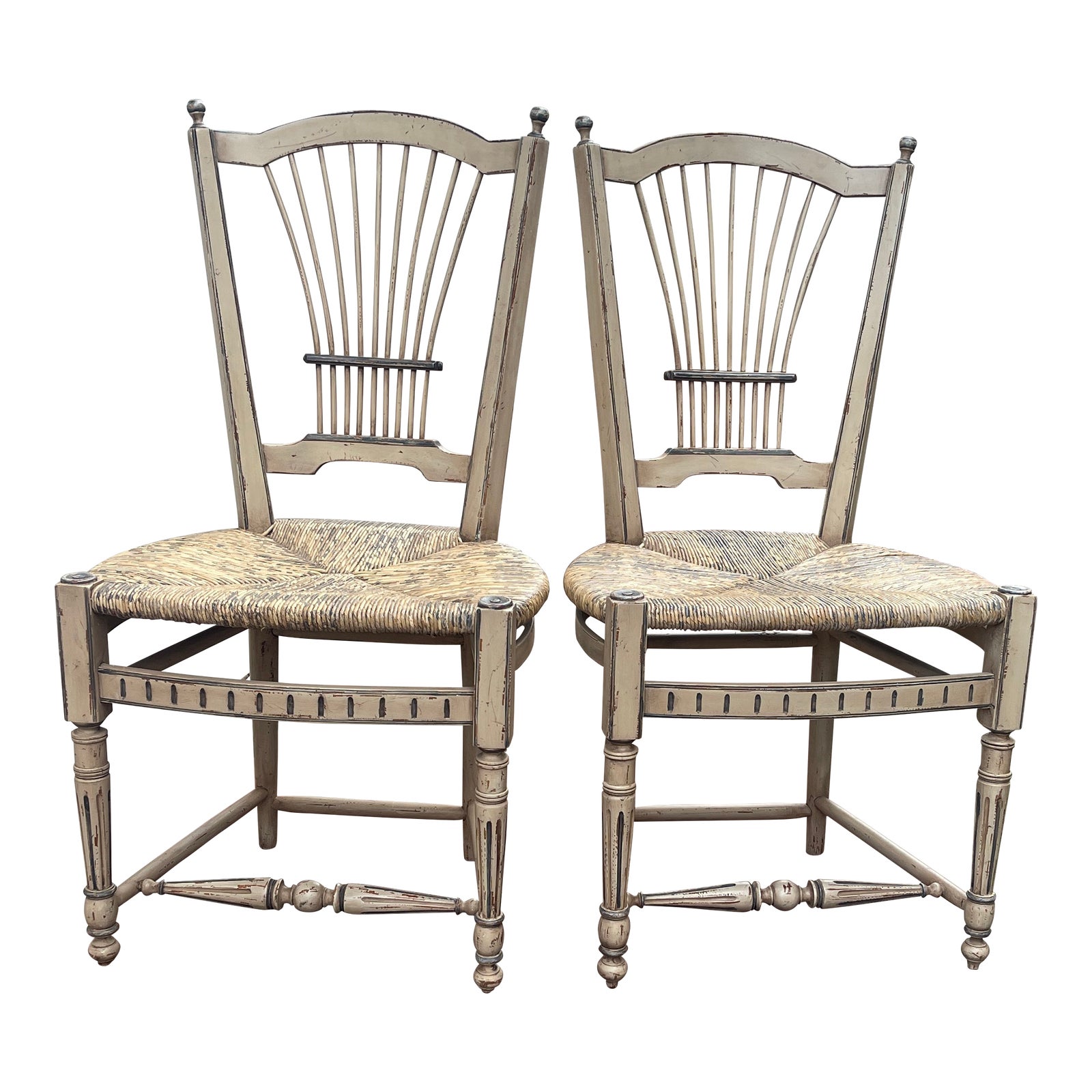 Late 20th Century French Country Hand Painted 2 Sheaf Back Dining ...