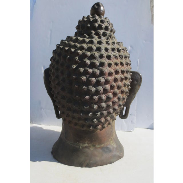 Large Chinese Copper Buddha Head | Chairish