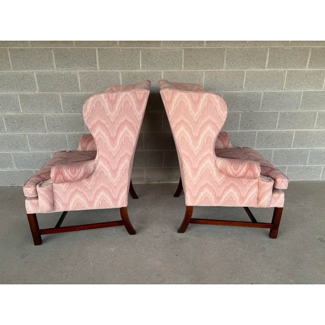 Woodmark Originals Flame Stitch Wing Back Arm Chairs - a Pair | Chairish