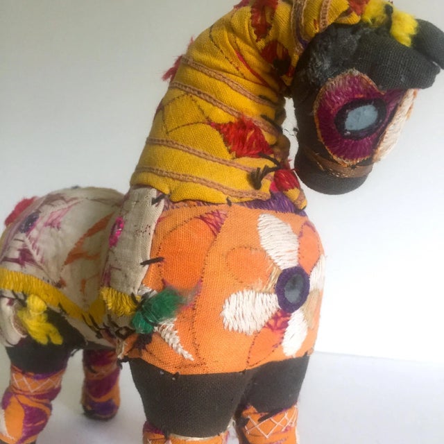 Vintage Mid Century Indian Rajasthan Multicolor Patchwork Fabric Horse ...