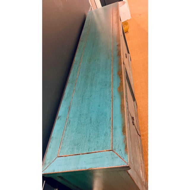 Modern Rustic Teal Sideboard | Chairish