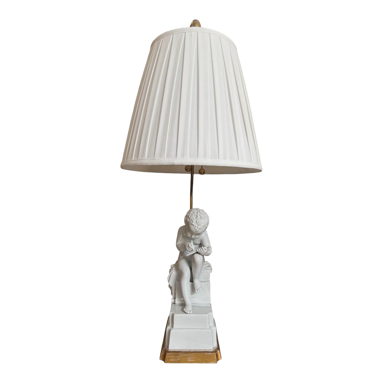 Mid Century Modern Marbro White Italian Pottery Table Lamp | Chairish