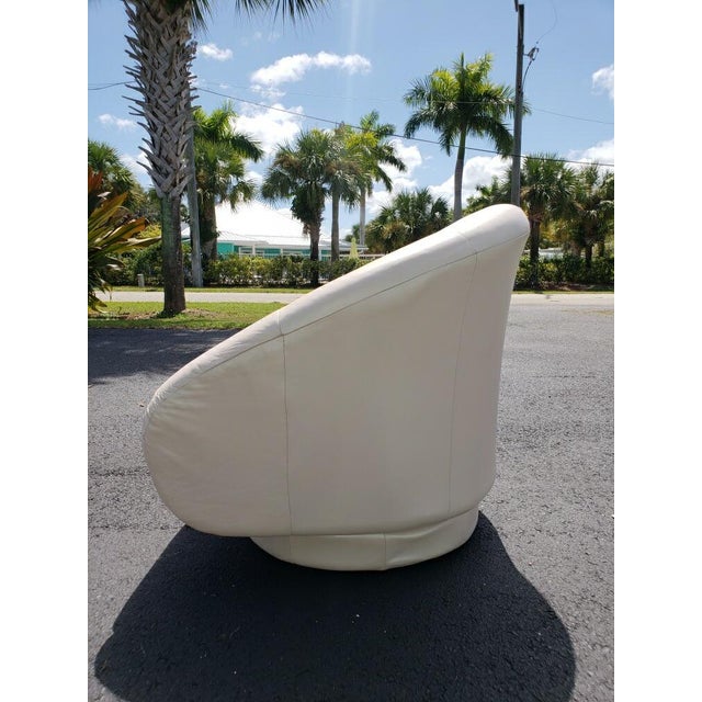 Nattuzi Light Pink Leather Rolled Arm Plinth Swivel Base Chairs - a ...