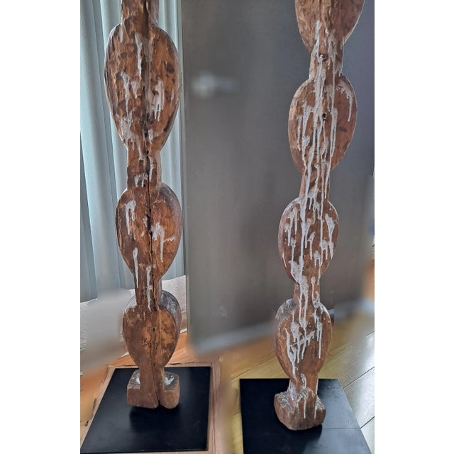 Late 19th Early 20th Century African Bamileke Carved Wood House Posts ...