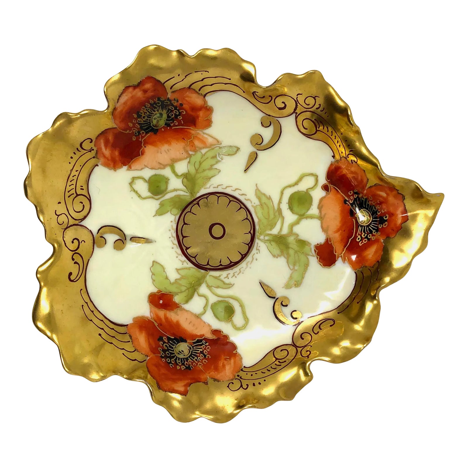 Early 20th Century Haviland Pickard Hand Painted Porcelain Red Poppy ...