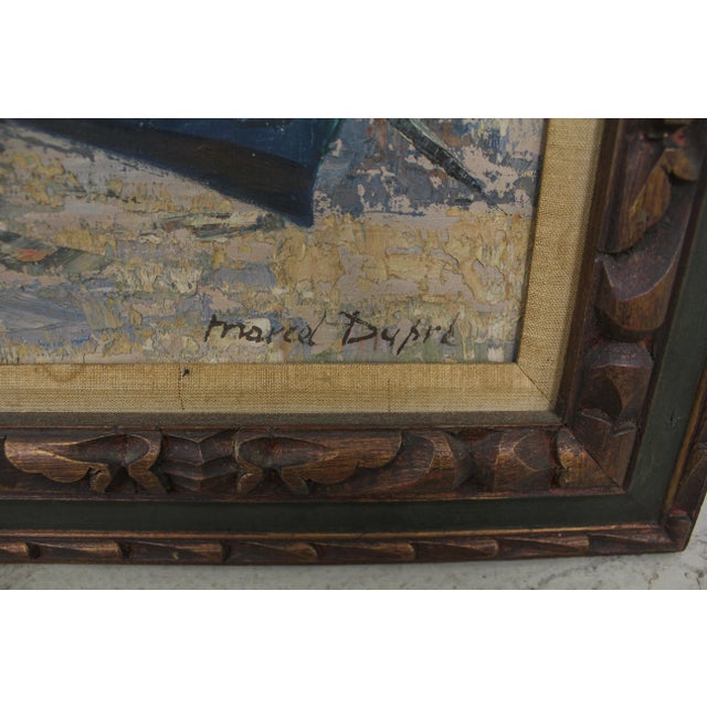 Marcel Dupre Artist Signed Oil Painting on Canvas ~ Boats | Chairish