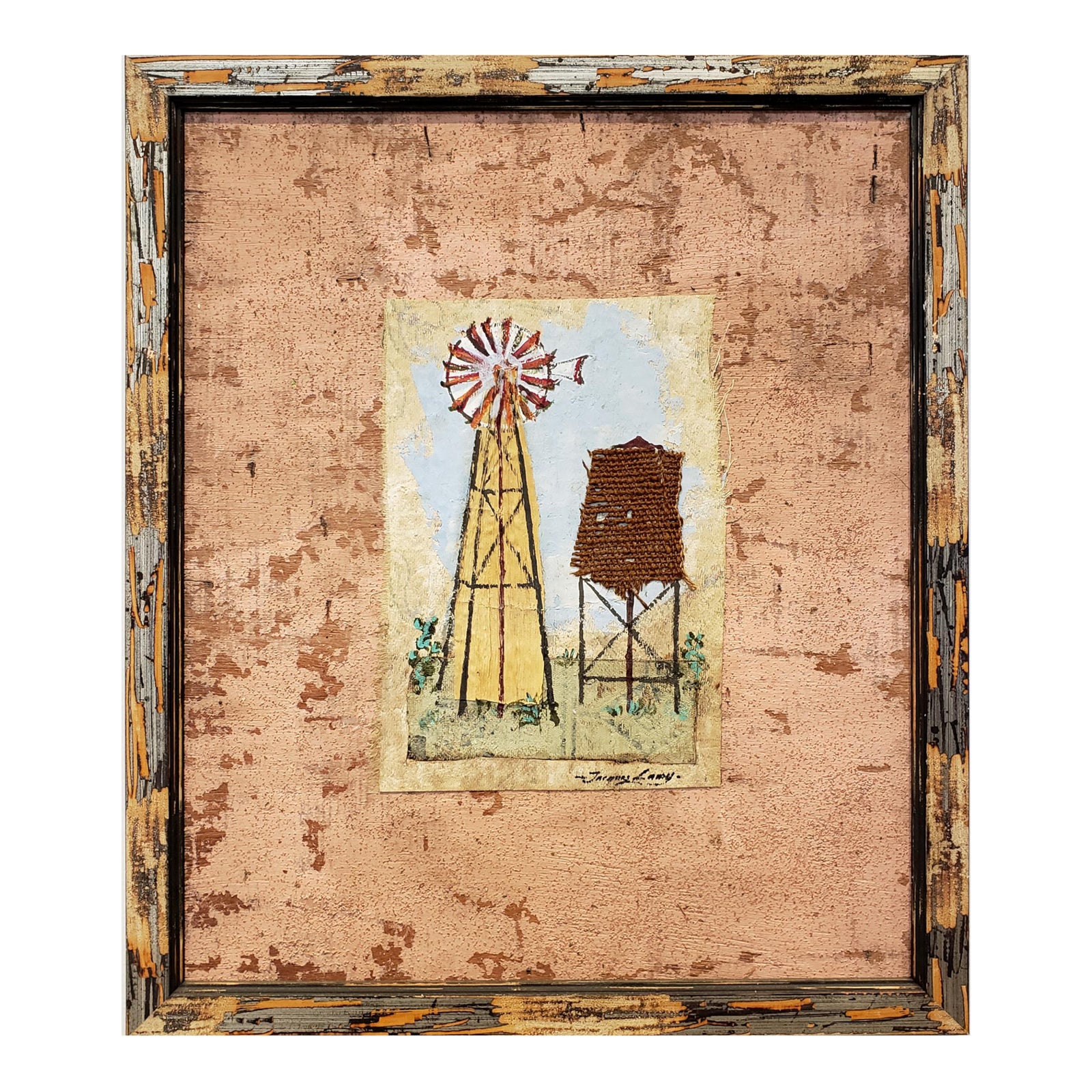 Minimalist Southwestern Landscape Painting Waterwell and Windmill by ...