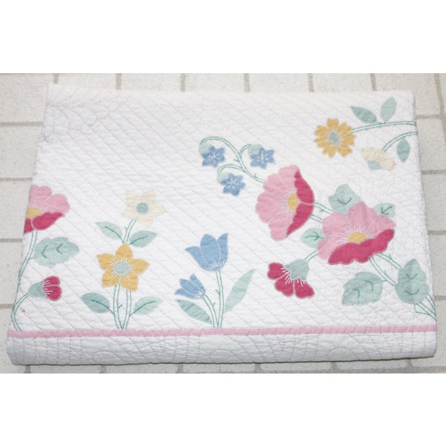 American Applique Bed Quilt | Chairish