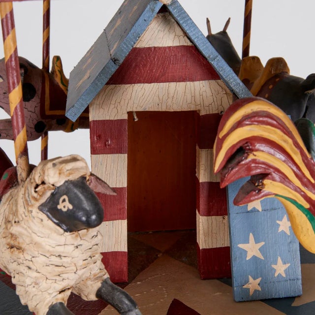 Large 20th Century Americana Folk Art Carousel With Painted Farm ...
