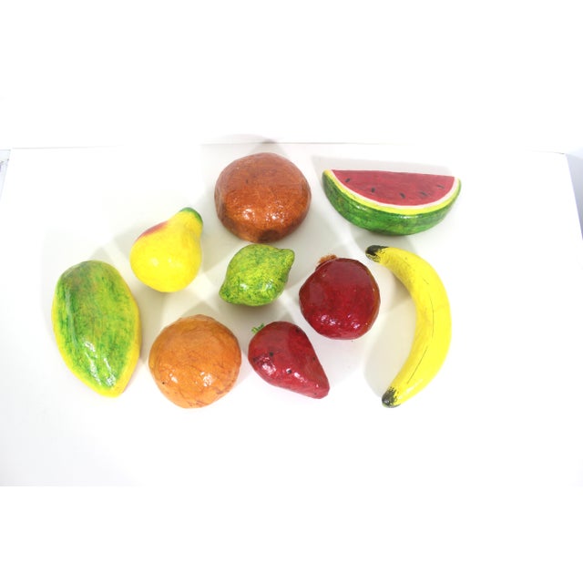 Set of 9 Vintage Paper Maché Fruit for Kitchen Styling | Chairish