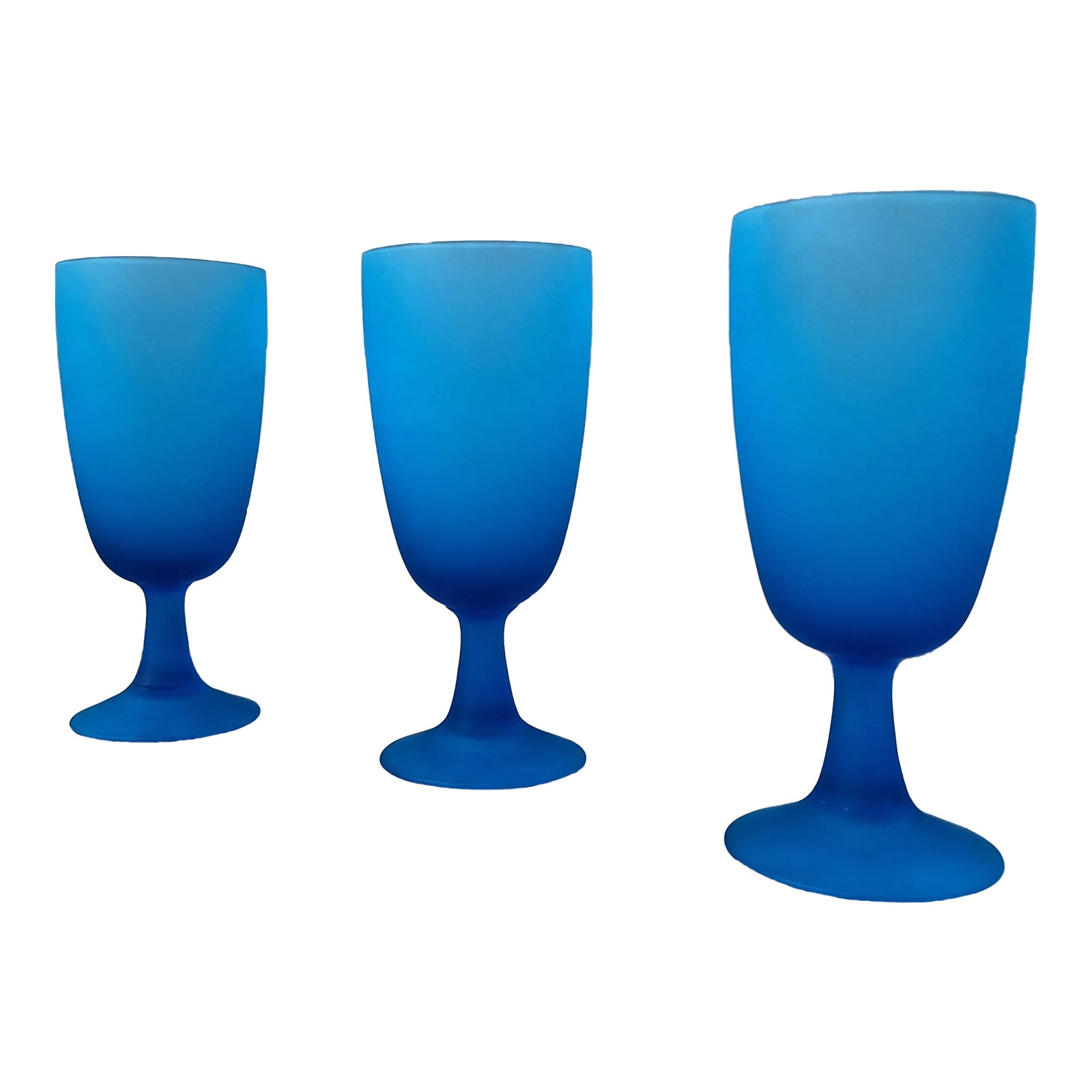 Vintage Frosted Glass Goblet Set - a Trio | Chairish
