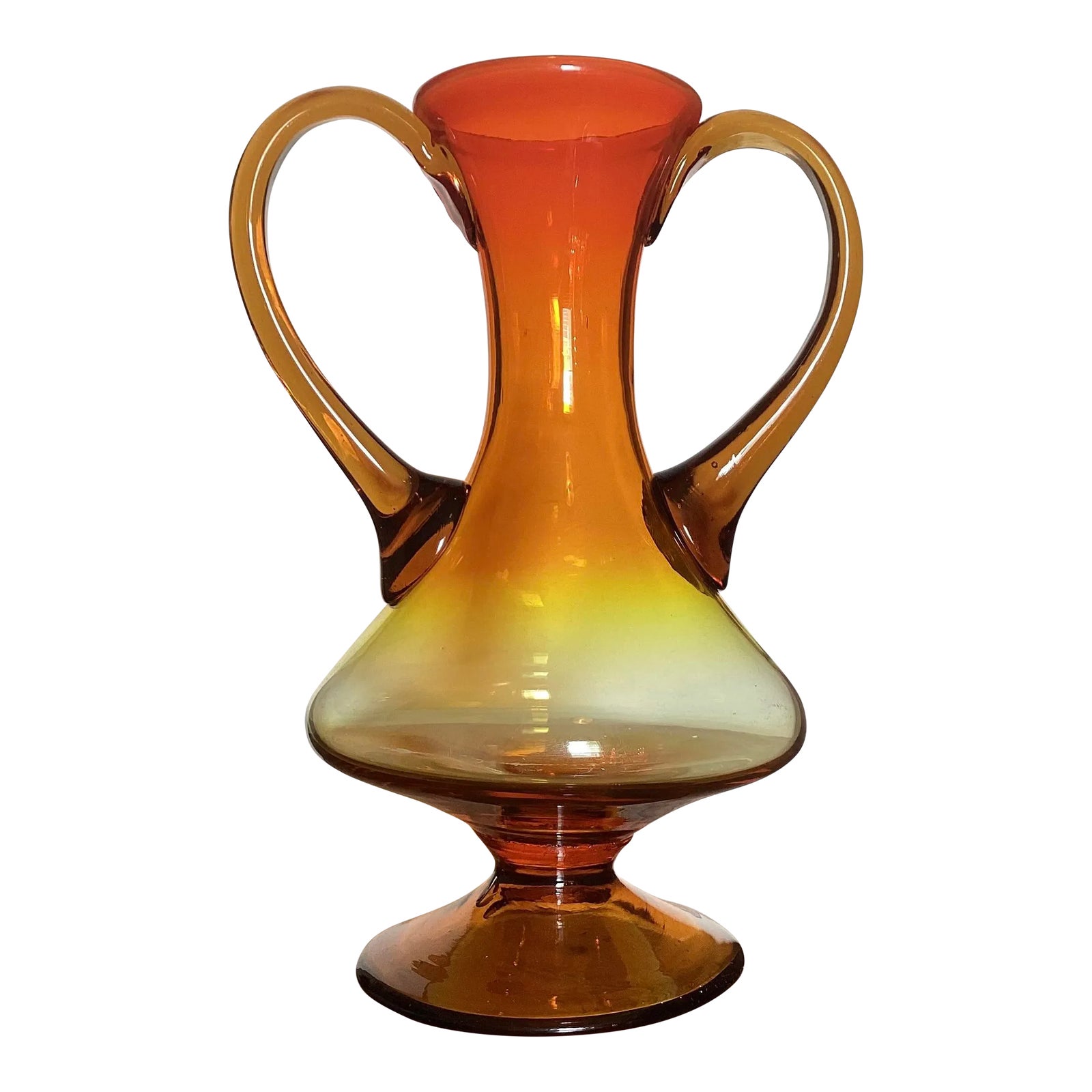 Mid Century Modern Blenko Loving Cup Amphora Handled Vase | Chairish