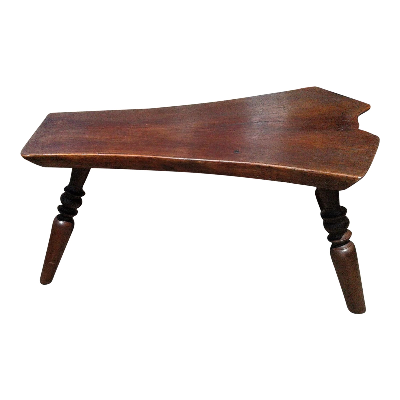 Antique Primitive Solid Walnut Plank Bench Live Edge 1900s Era | Chairish