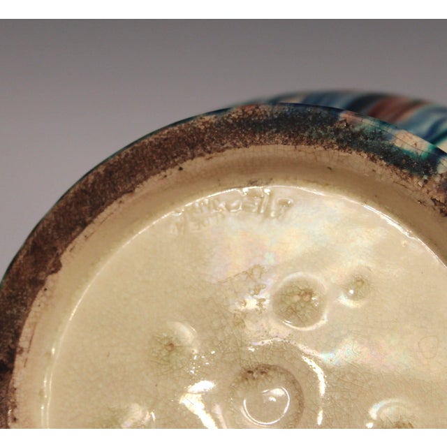 Awaji Pottery Art Deco Japanese Vase in White Blue Flambe Glaze | Chairish