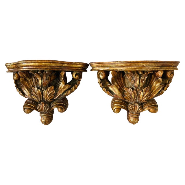 1970s Pair of Baroque Style Wall Brackets Sconces | Chairish