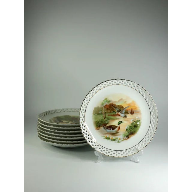 1930s Schumann Bavaria Porcelain Set of 9 Plates with Reticulated ...