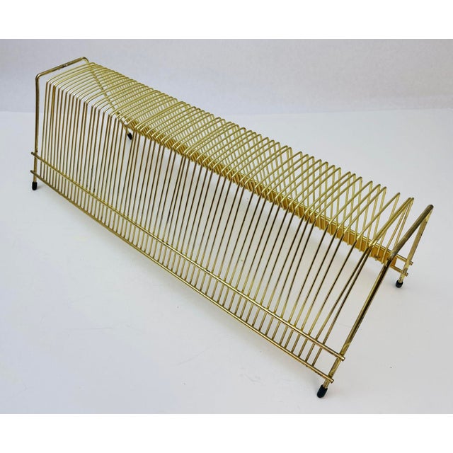 Vintage Wire Brass Record Rack Vinyl Record Storage 1950's | Chairish