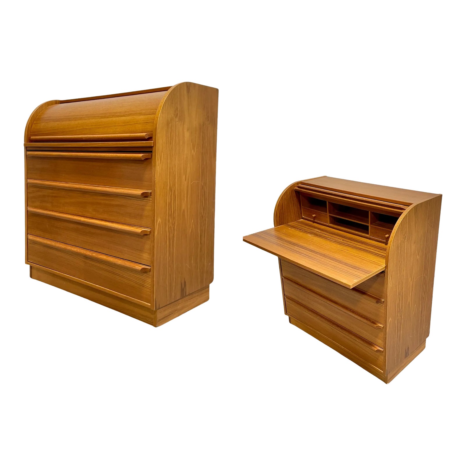 Teak Mid Century Modern Secretary Desk + Storage, Made in Denmark ...