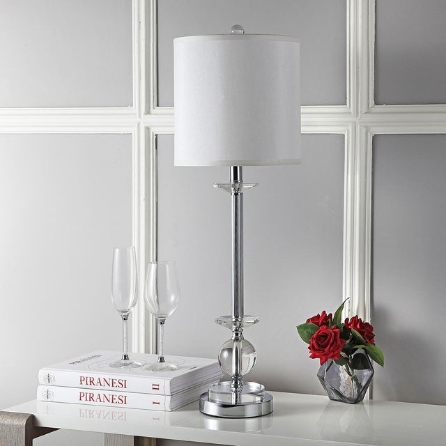 31 Inch H Crystal Candlestick Table Lamp in Clear - a Pair | Chairish