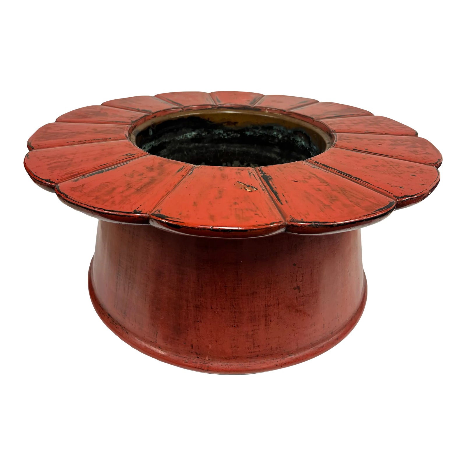 Early 20th Century Japanese Negoro Lacquer Hibachi | Chairish