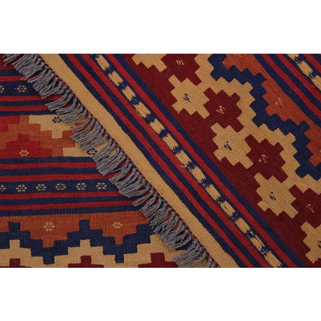 Navajo Style Kilim Red Hand-Woven Wool Rug- 6'3" X 9'7" | Chairish