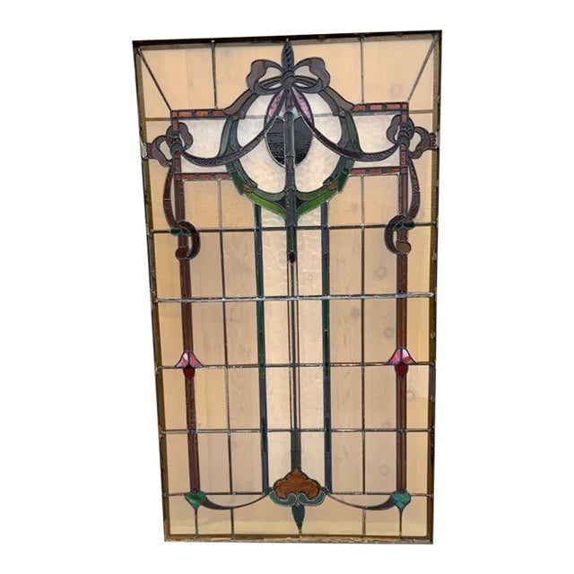 1940s Wrought-Iron Framed Stained Glass Window/Door | Chairish
