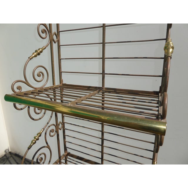 Vintage French Country Style Wrought Iron And Brass Three Tier Bakers Rack Chairish