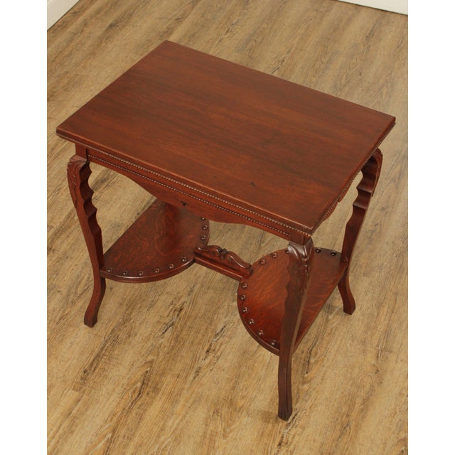 Victorian Carved Oak Music Box Table | Chairish