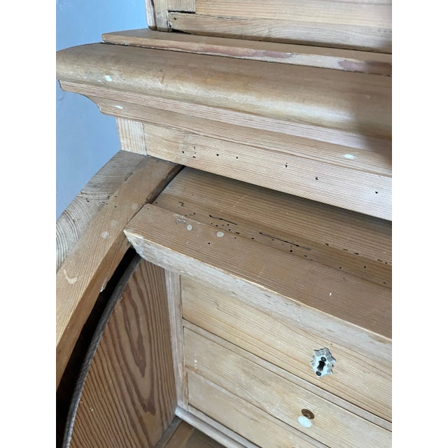 1888 Pine Highboy Storage Hutch With Desk | Chairish