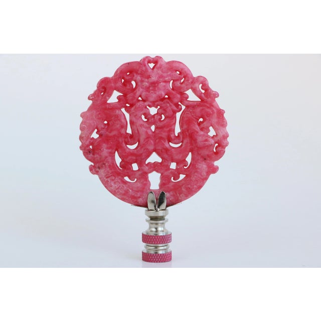 Chinese Carved Stone Lamp Finial on Chrome Hardware | Chairish