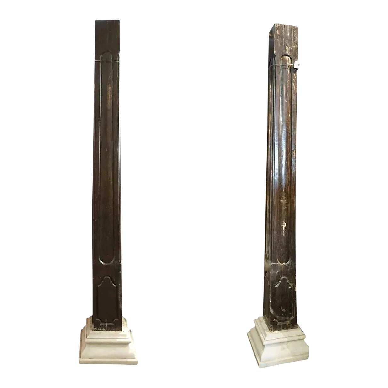 Large Indo-portuguese Ironwood and Marble Square Architectural Columns ...