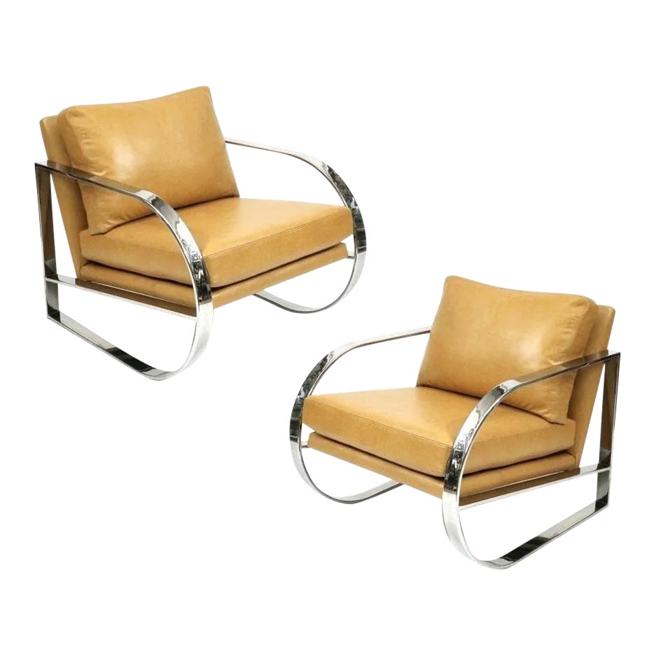 Chrome Lounge Chairs Designed by John Mascheroni for Swaim Originals ...