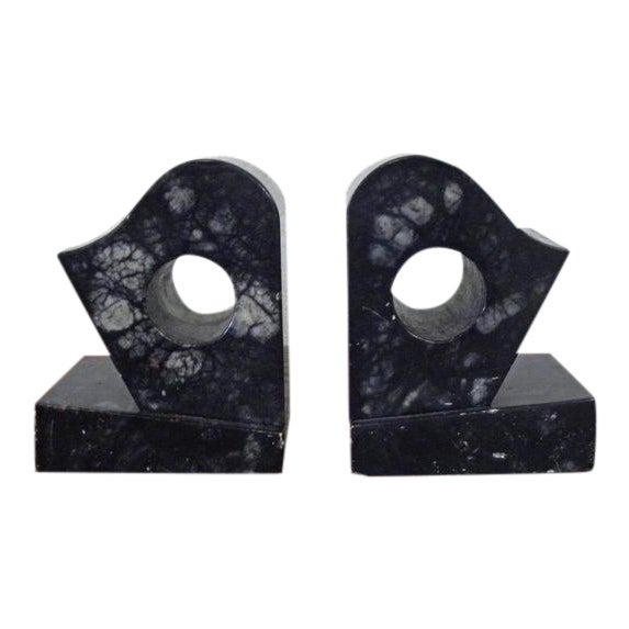 Vintage Contemporary Agate Marble Bookends - Set of 2 | Chairish