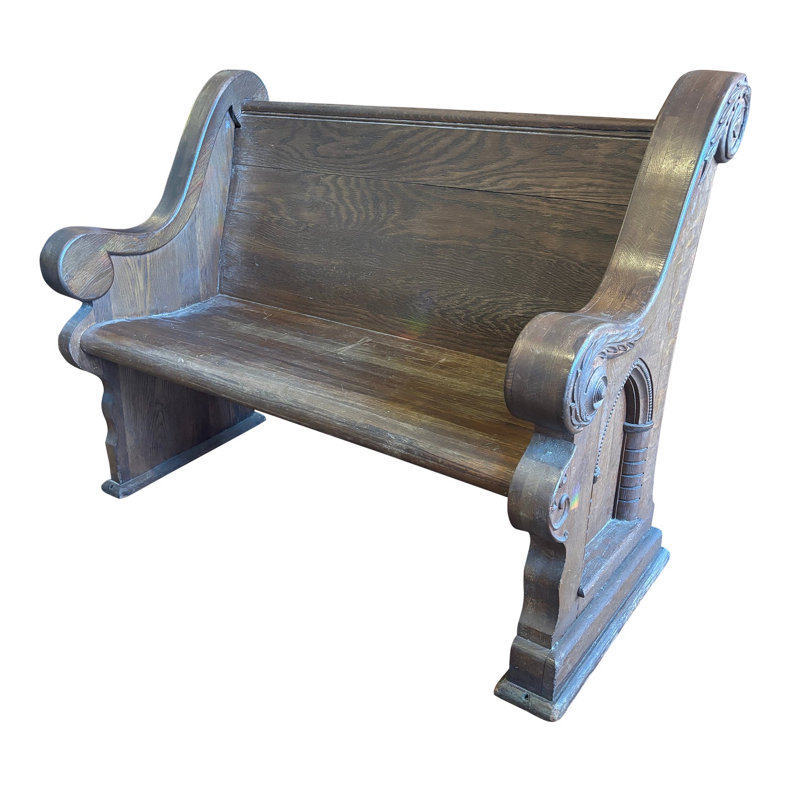 Early 20th Century Oak Church Pew | Chairish