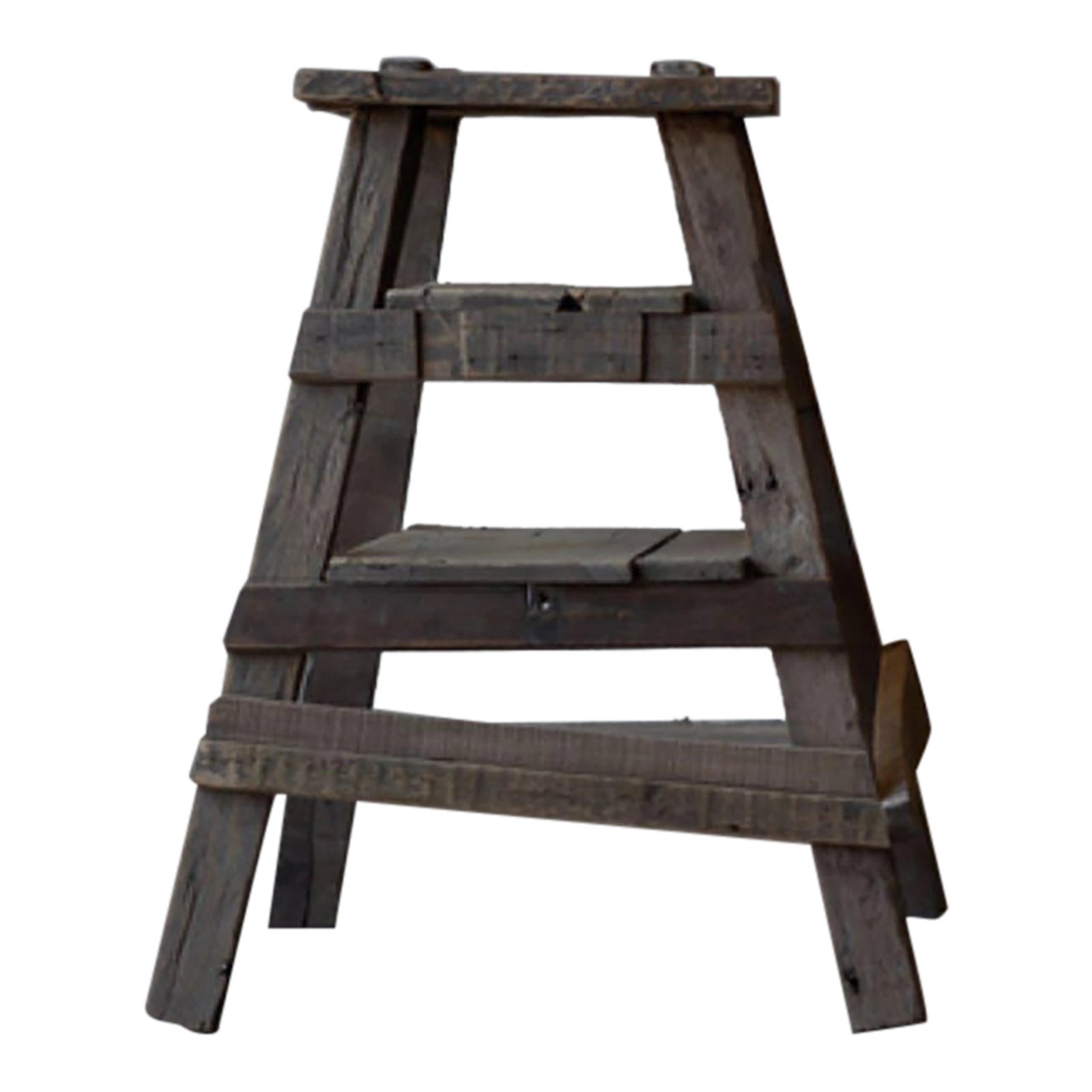 Reclaimed Wood Rustic Provence Painter Stool Short | Chairish