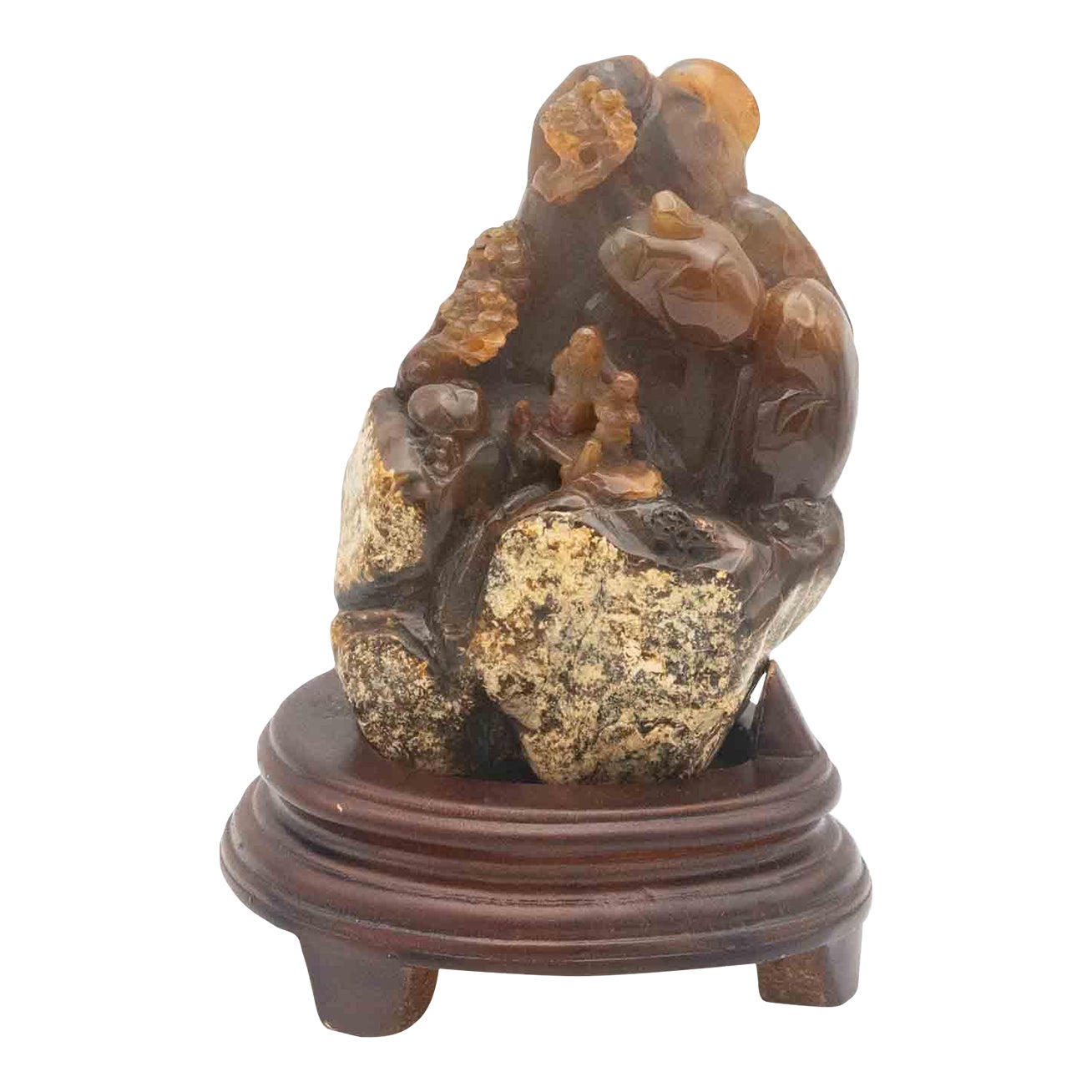 Late 19th Century Chinese Agate Carnelian Landscape Sculpture | Chairish
