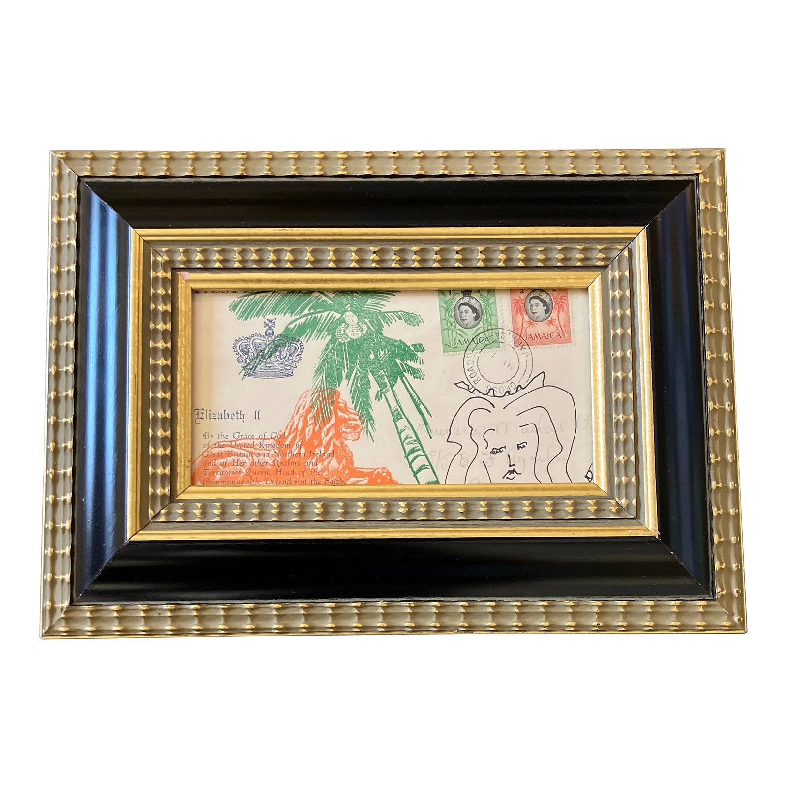 Contemporary Original Judy Henn Abstract Ink Drawing/Collage “First Day ...