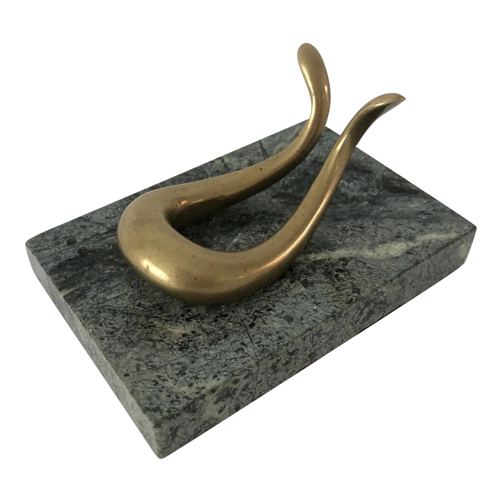 Mid 20th Century Brass & Marble Pipe Rest in the Style of Carl Aubock ...