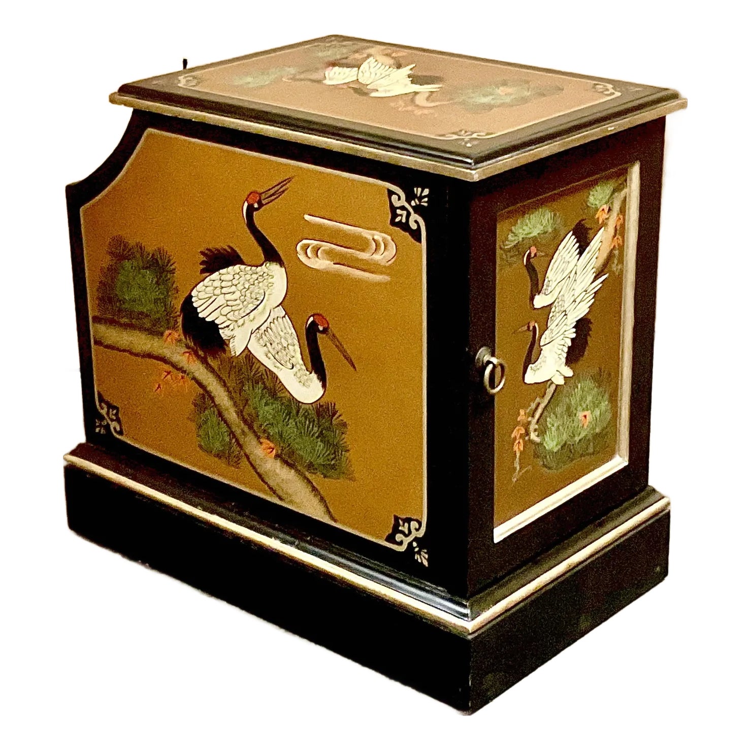 Vintage Chinoiserie Hand Painted Side Table With Cranes After Maitland ...